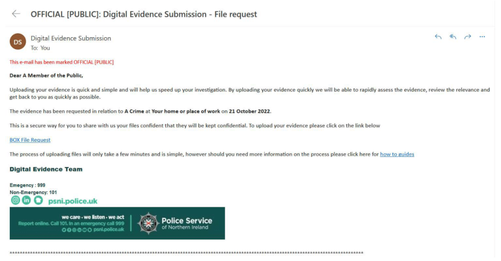 Submit Digital Evidence | PSNI